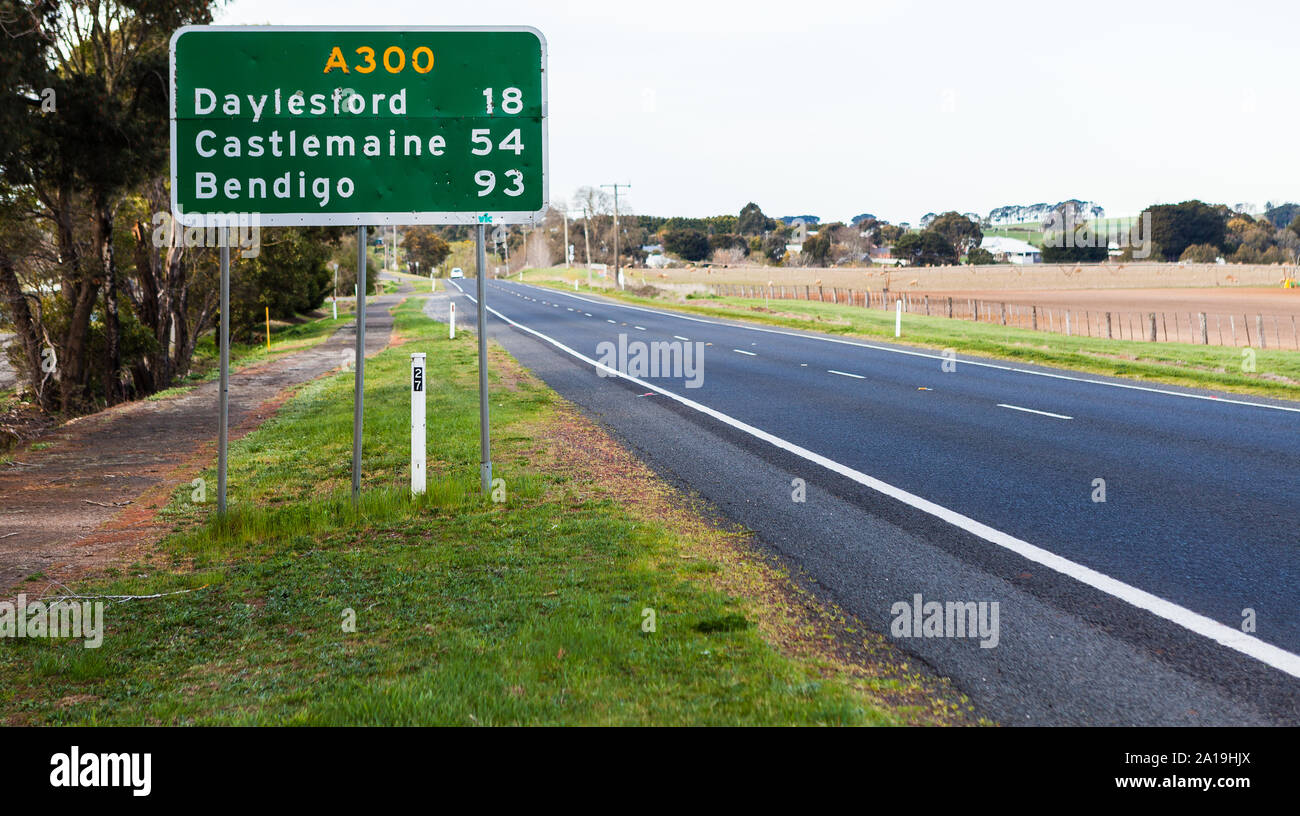 Australian Road Sign along the A300 with distance to the following ...