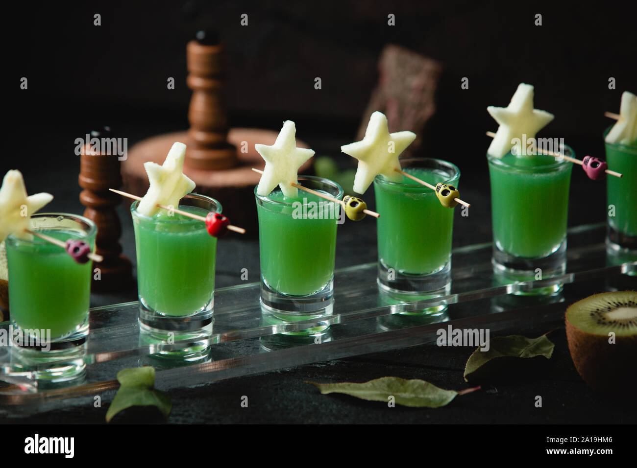 Little green shots with pineapple stars Stock Photo - Alamy