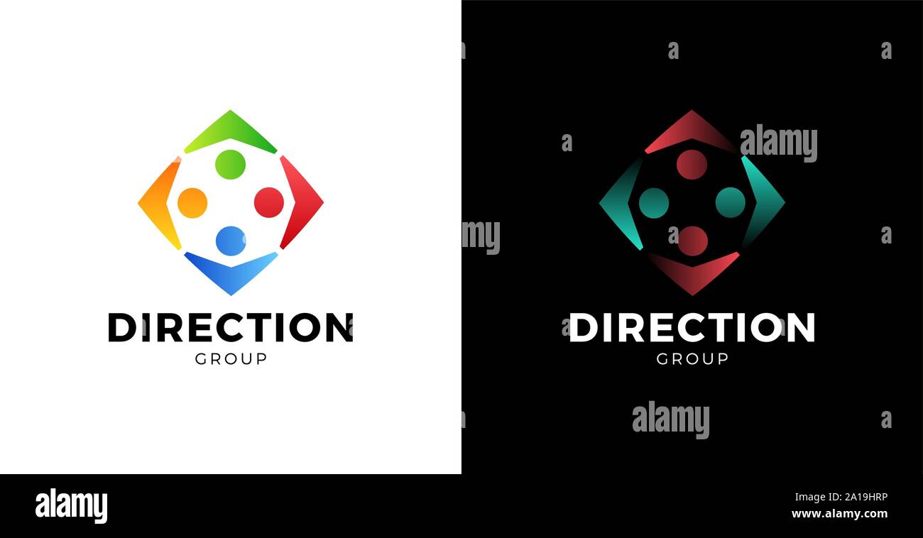 Human partnership progress arrow spread direction vector logo icon ...