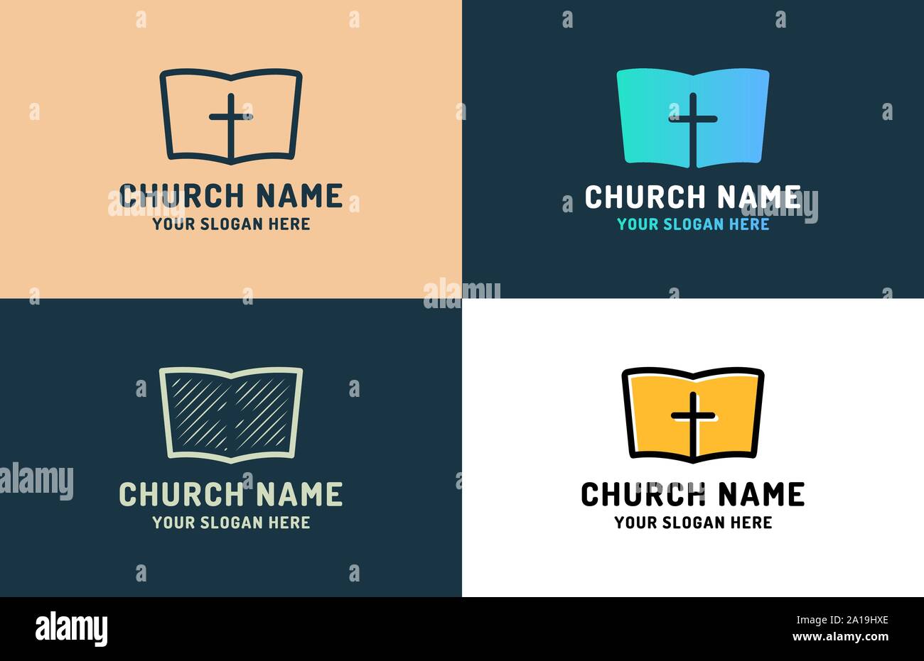 Logo for religious community. Holy Bible icon with the cross. Design ...