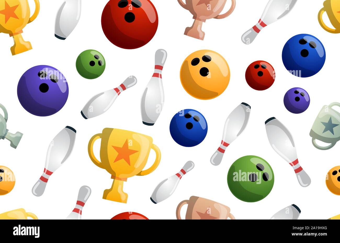 Bowling game seamless pattern vector illustration. Ball crashing into ...