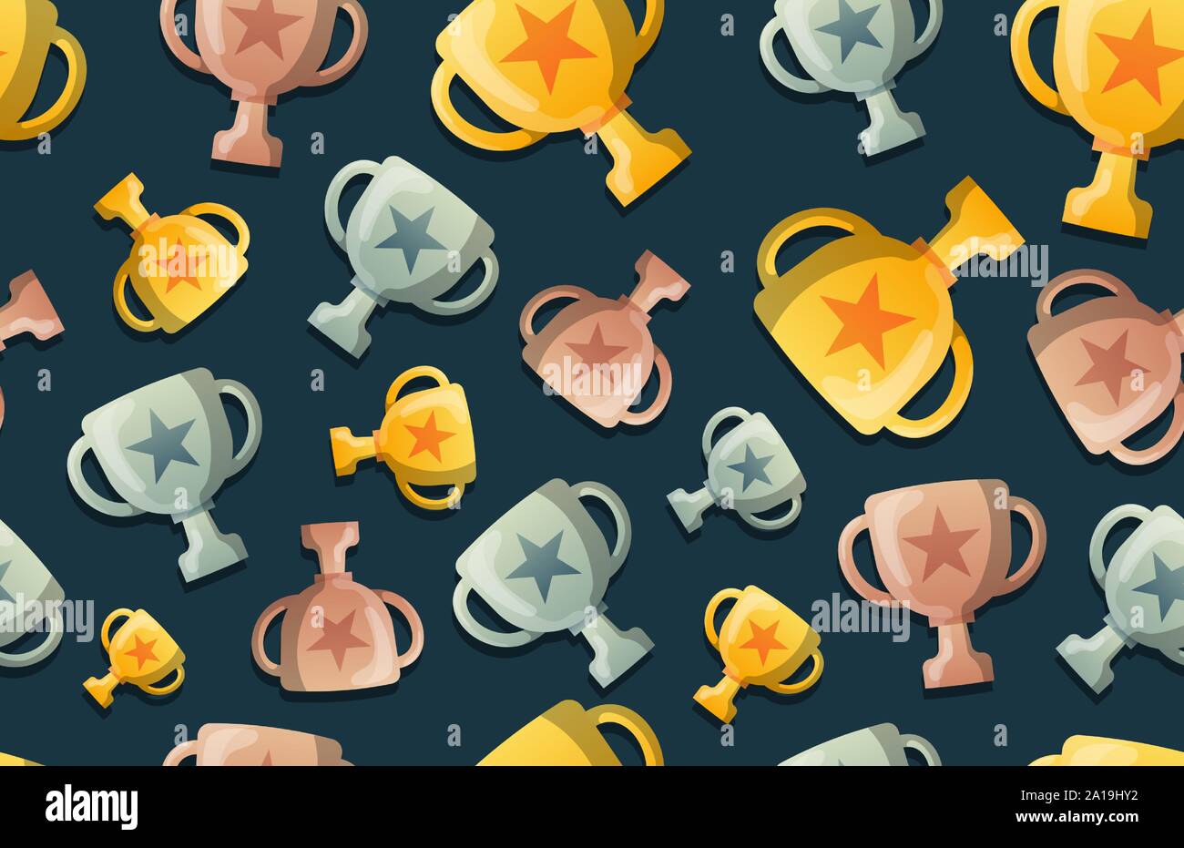 Trophy cup seamless pattern background. Business flat vector ill ...