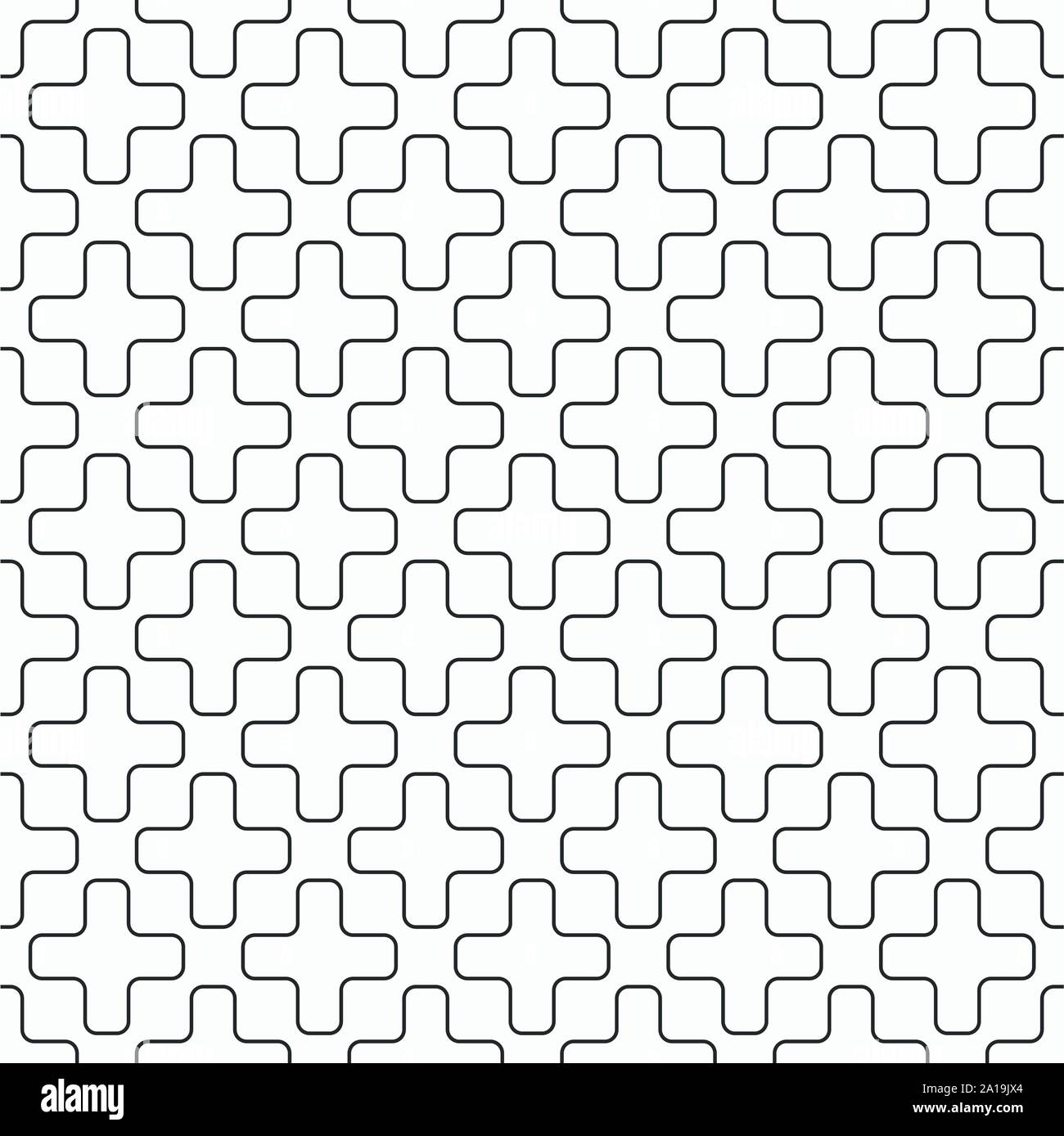 Abstract seamless pattern of crosses with rounded corners or plus signs ...