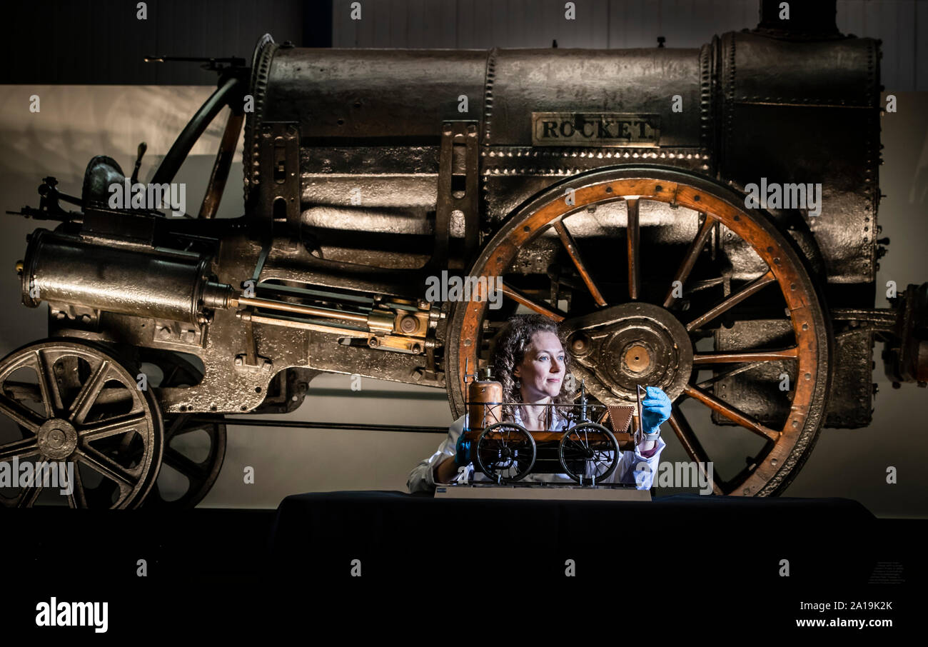 Lead Conservator Wendy Somerville-Woodiwis with Stephenson's Rocket and ...