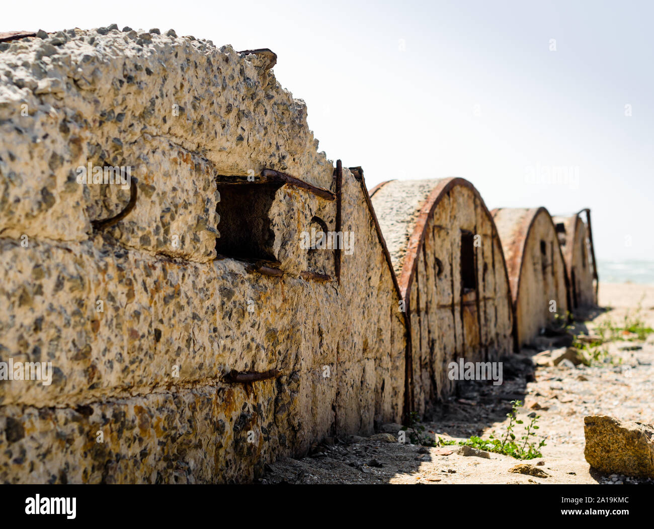 unusual concrete structures on the beach Stock Photo - Alamy