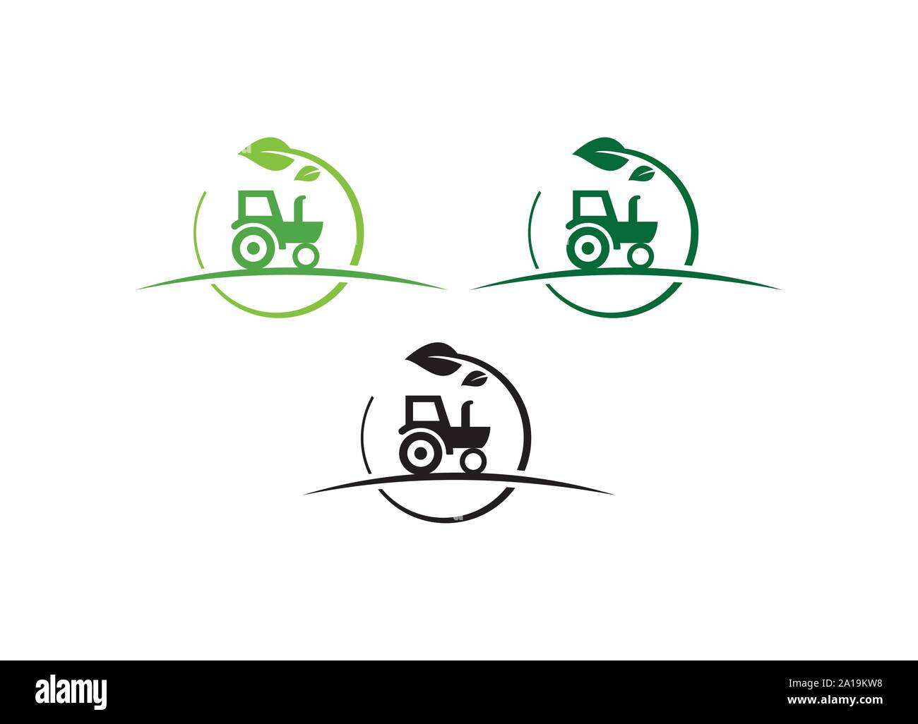 Agriculture and farming with a tractor with cultivator and plow, logo ...