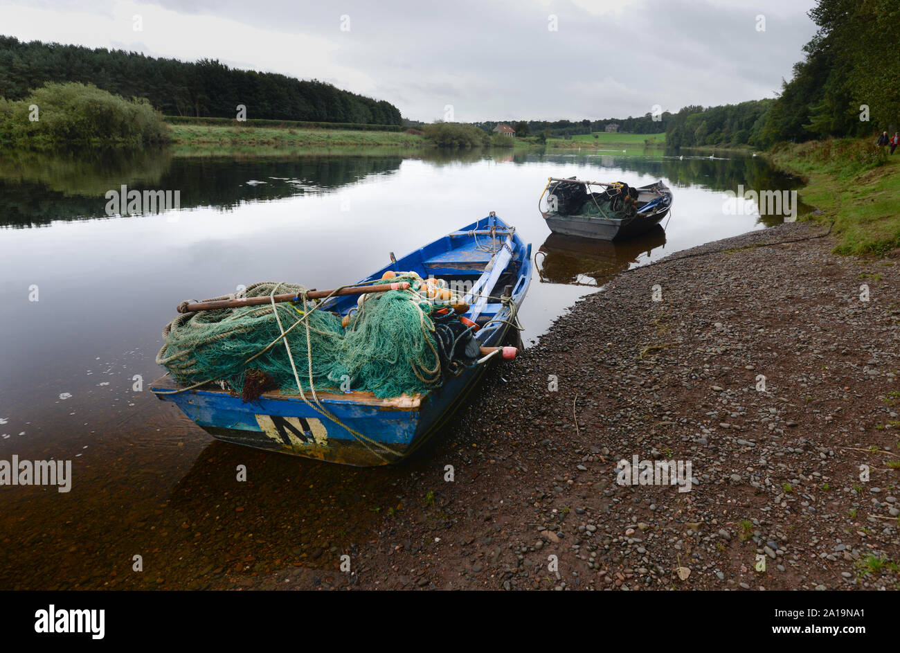 River Tweed traditional netting boats at Paxton House on the Scottish ...