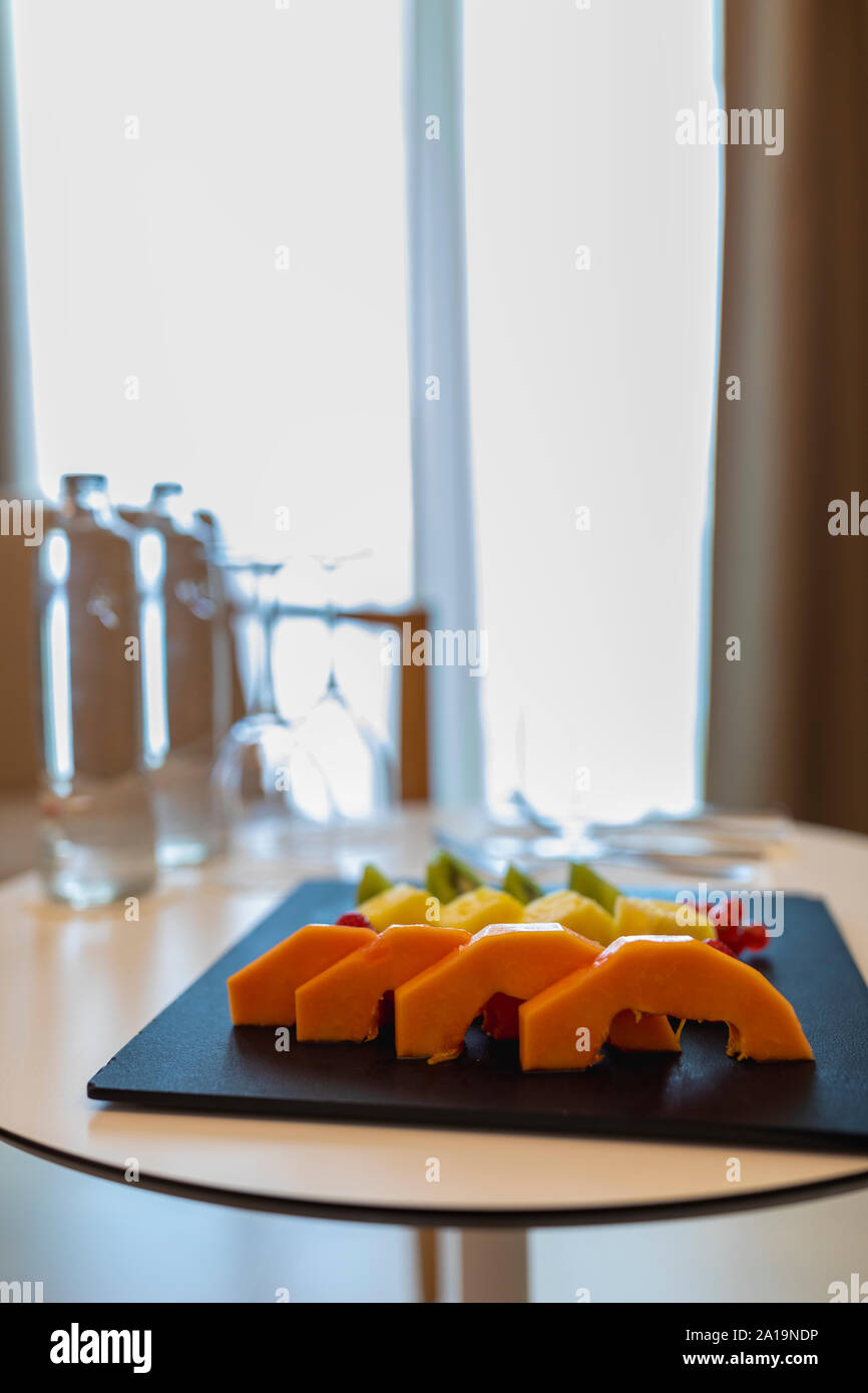 fresh fruits on a table in the hotel room Stock Photo - Alamy