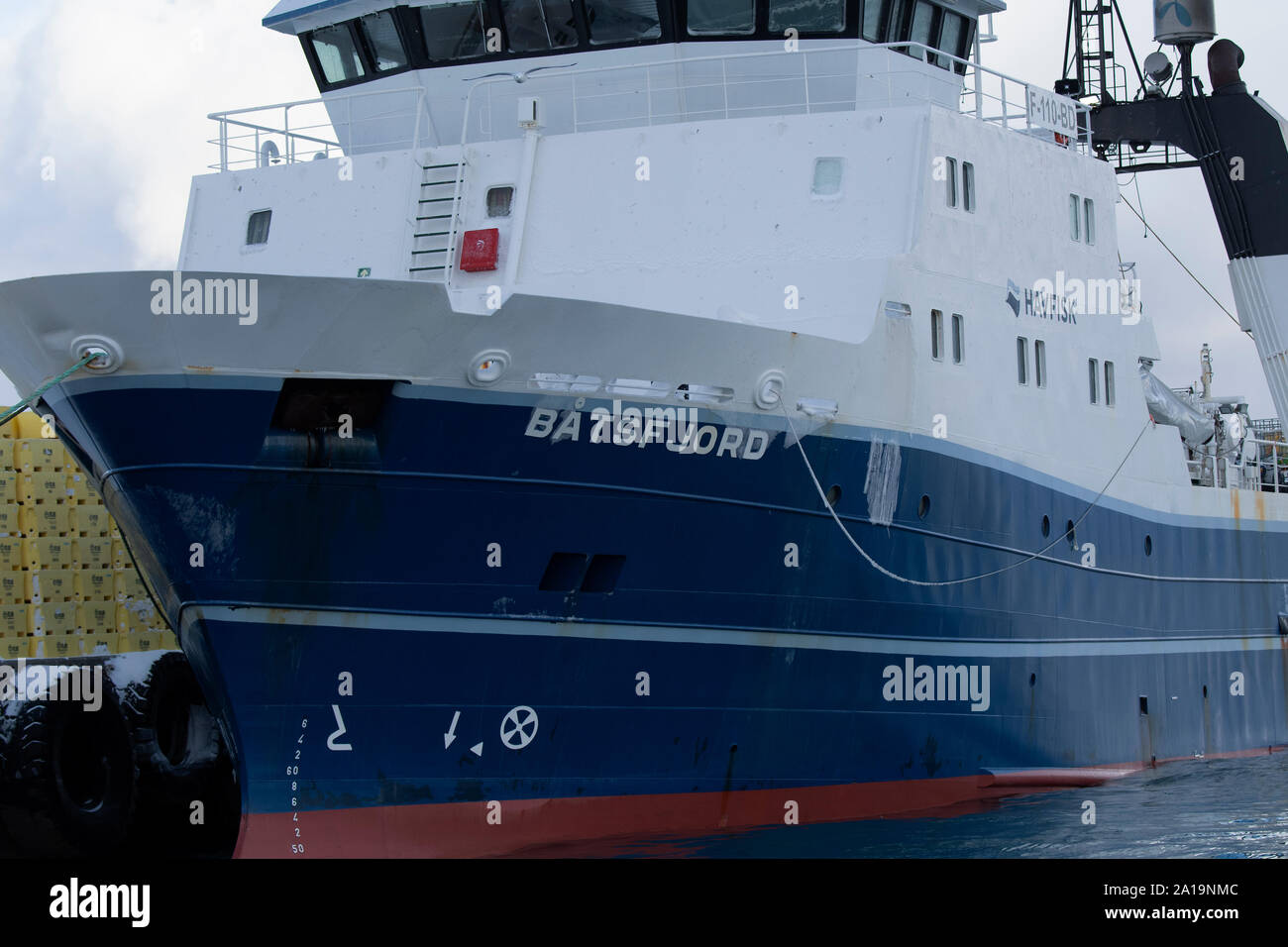 Fishing vessel in Båtsfjord harbour, Norway, Arctic Norway, Varanger ...