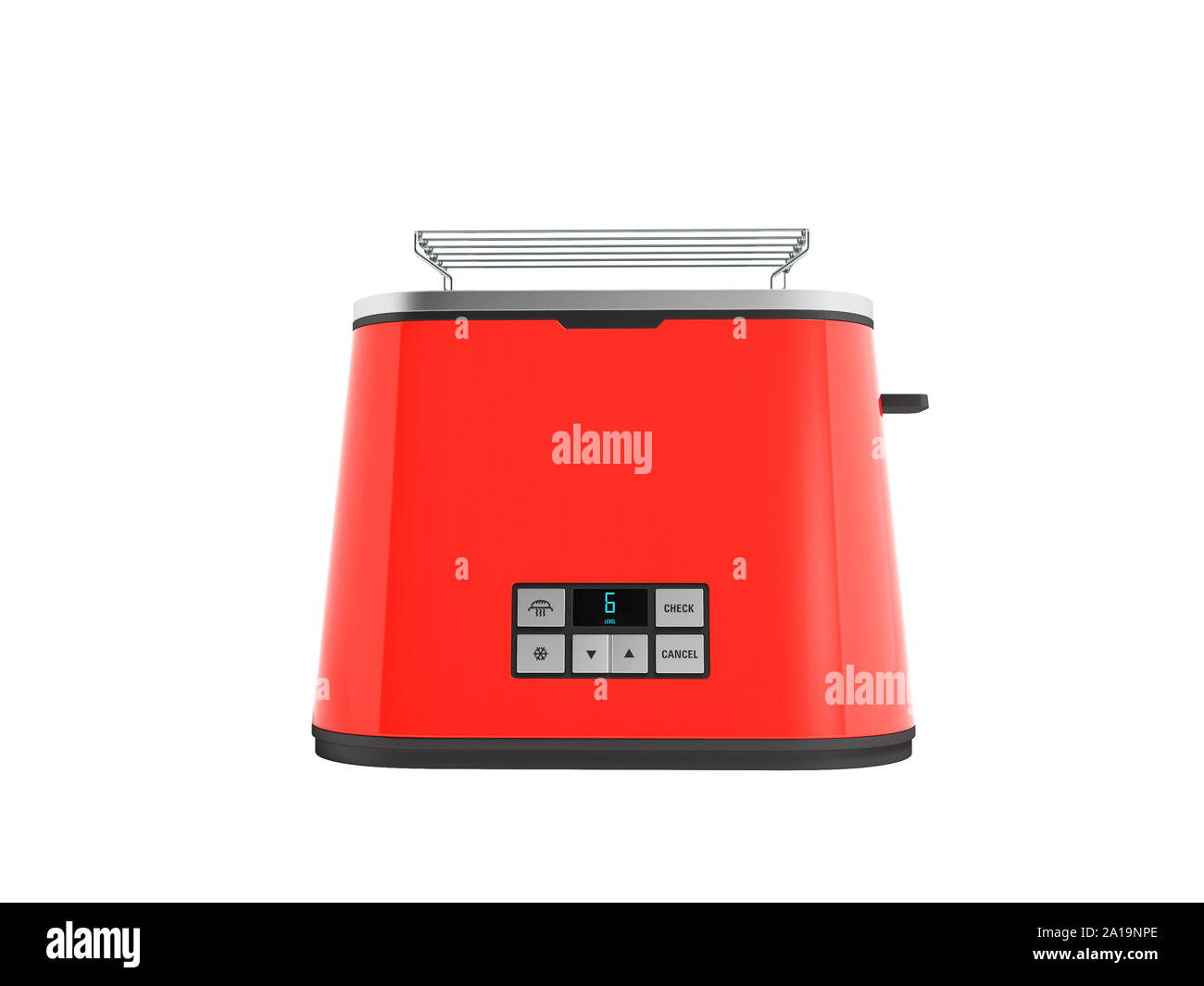 Modern red toaster empty in front 3d render on white background no ...