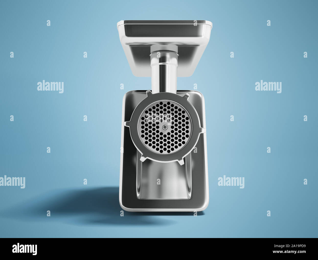 Modern metal electric grinder with black casing in front 3d render on ...