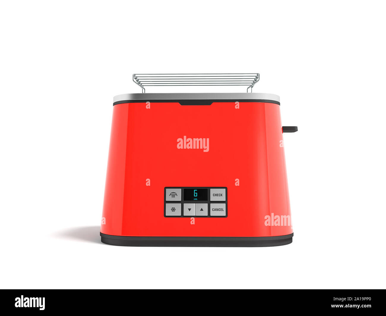 Modern red toaster empty in front 3d render on white background with ...