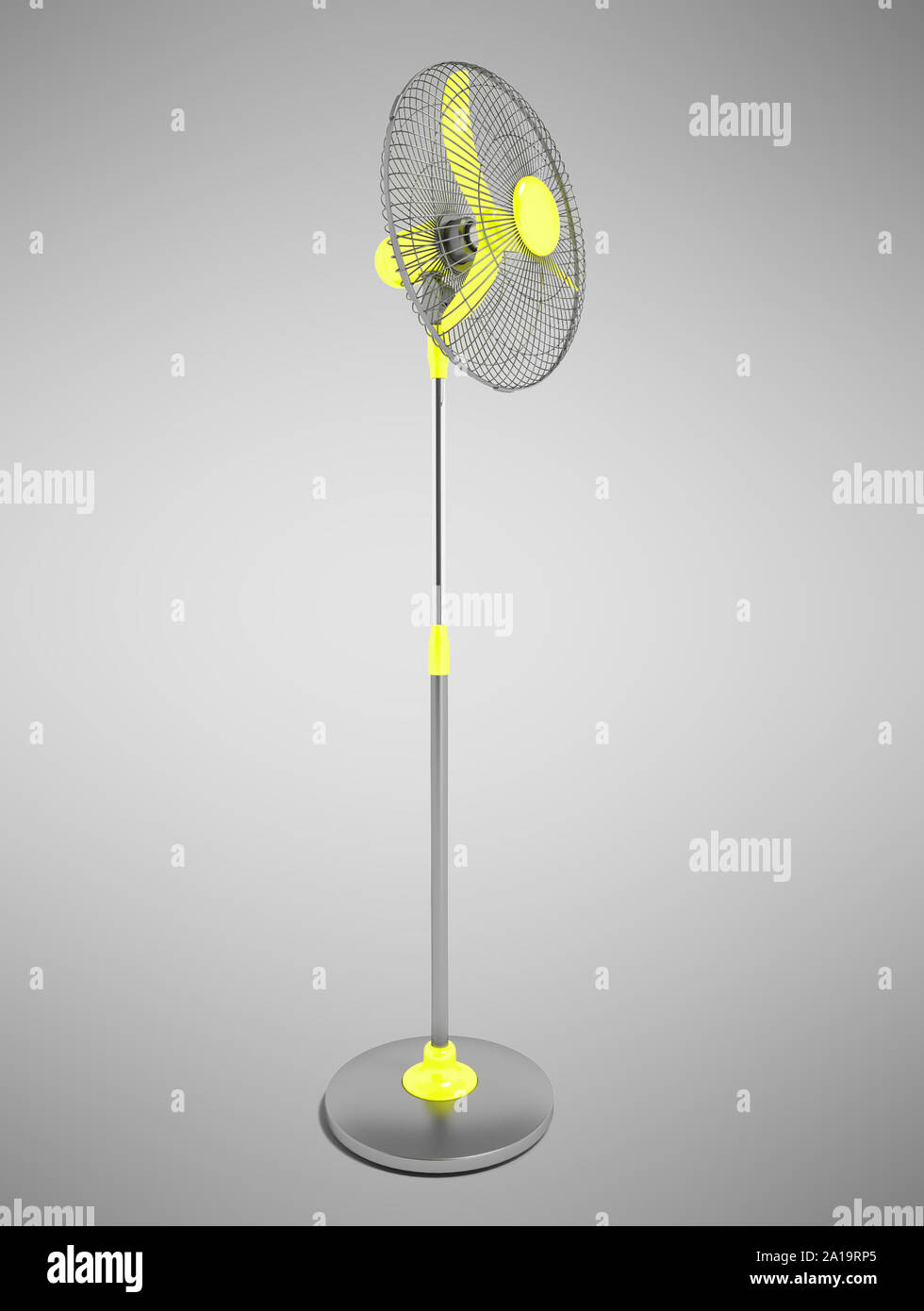 Modern propeller in a metal dome with a yellow propeller on the foot 3d ...