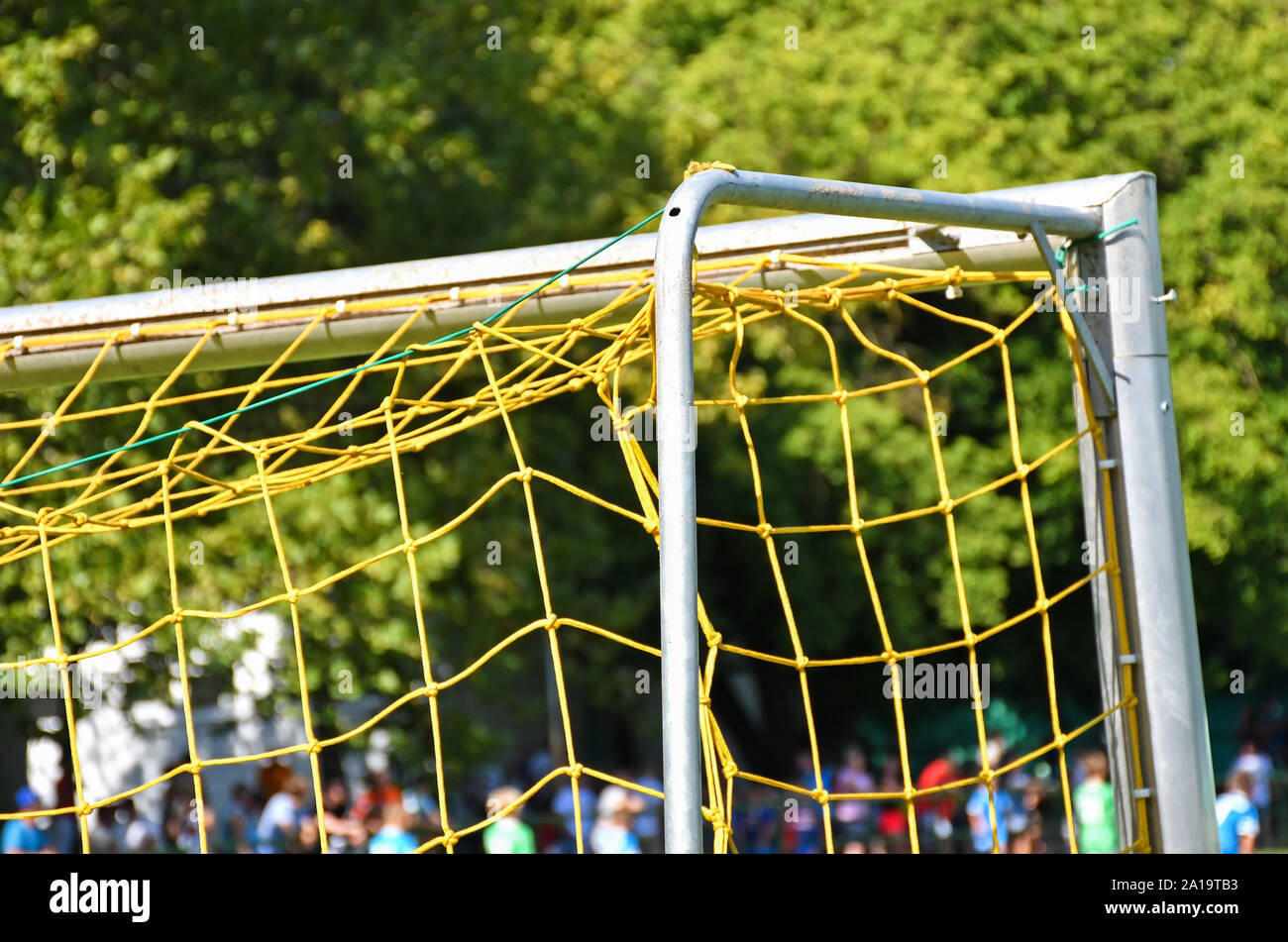 Net of the soccer field closeup Stock Photo - Alamy
