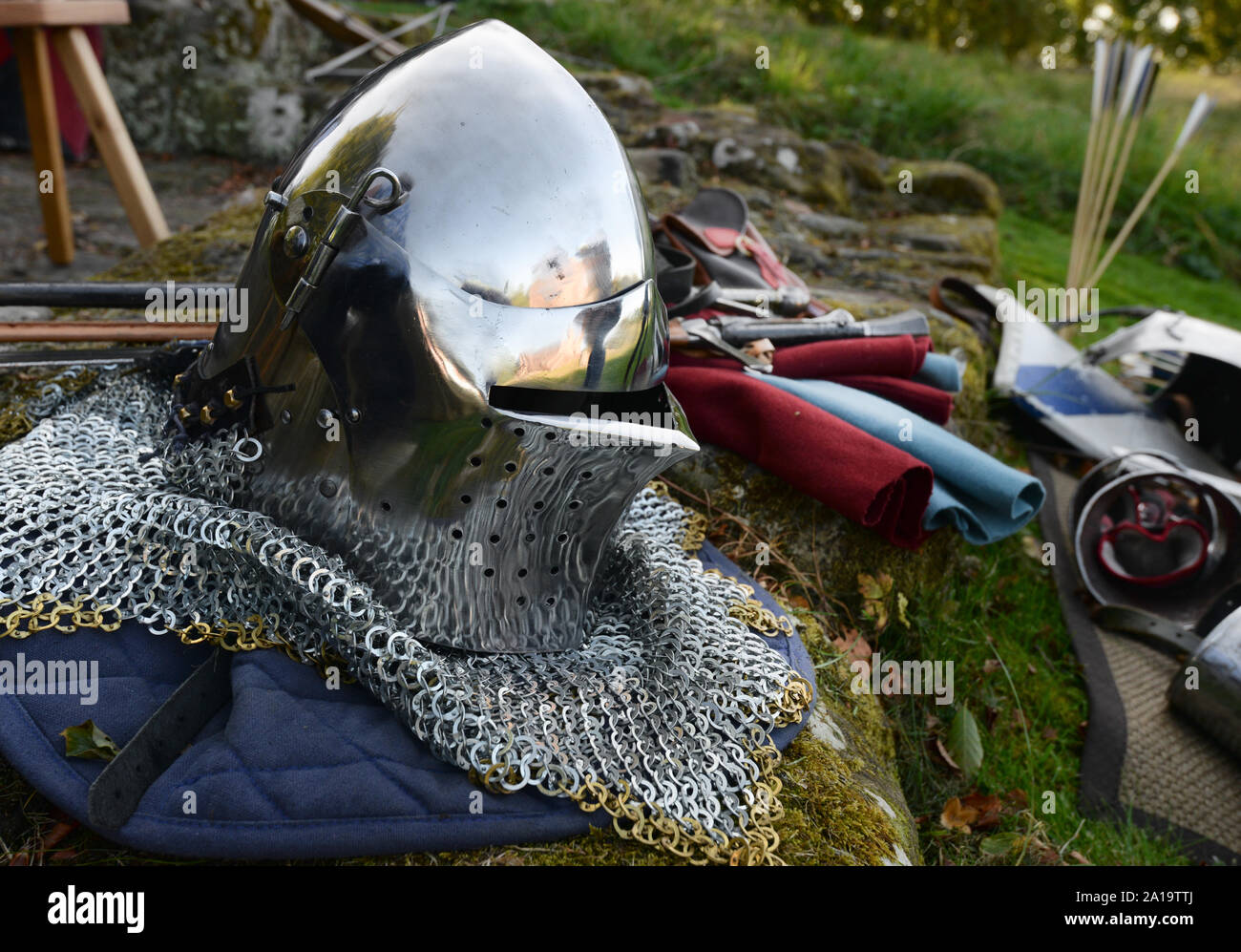 Equipment of a medieval Knight Stock Photo - Alamy