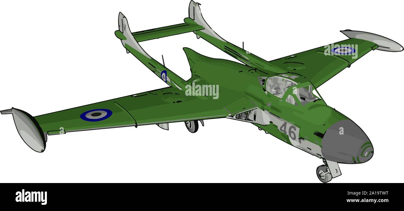 Green airplane, illustration, vector on white background Stock Vector ...