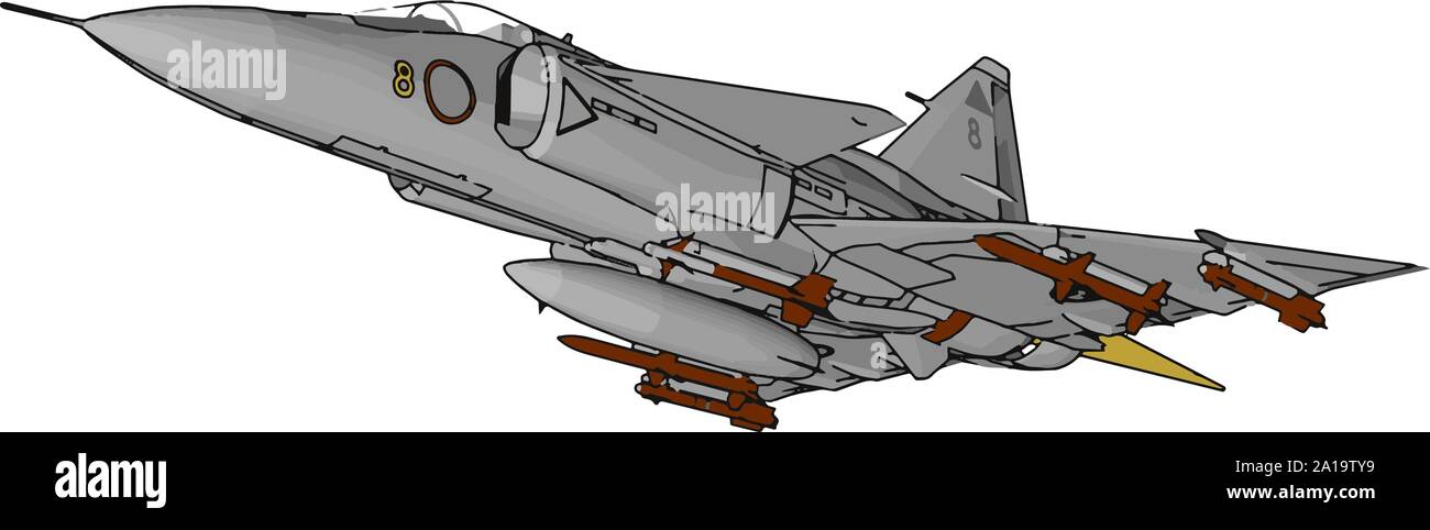 Flying jet, illustration, vector on white background Stock Vector Image ...