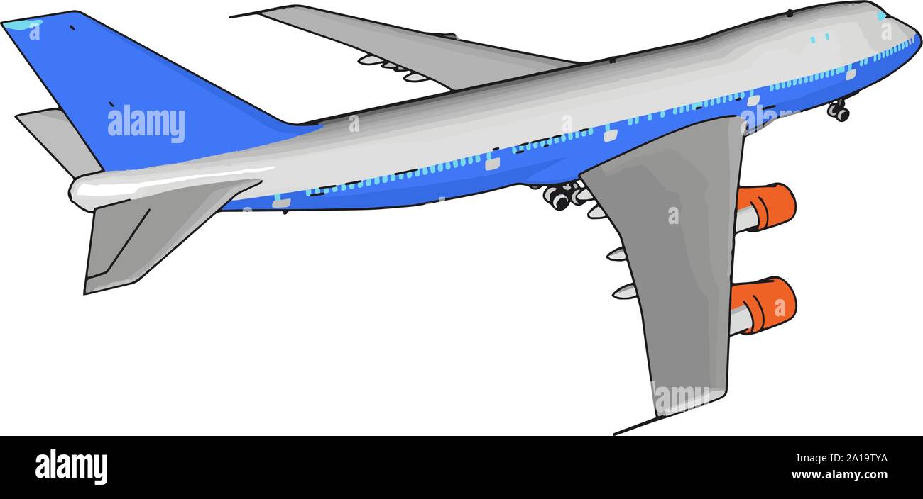Wing of the plane on blue sky background Stock Vector Images - Alamy