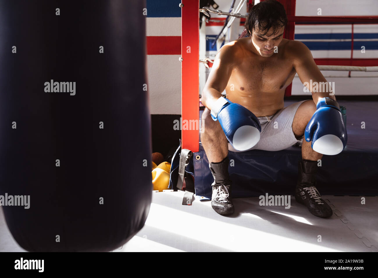 Male boxer in a boxing gym Stock Photo - Alamy