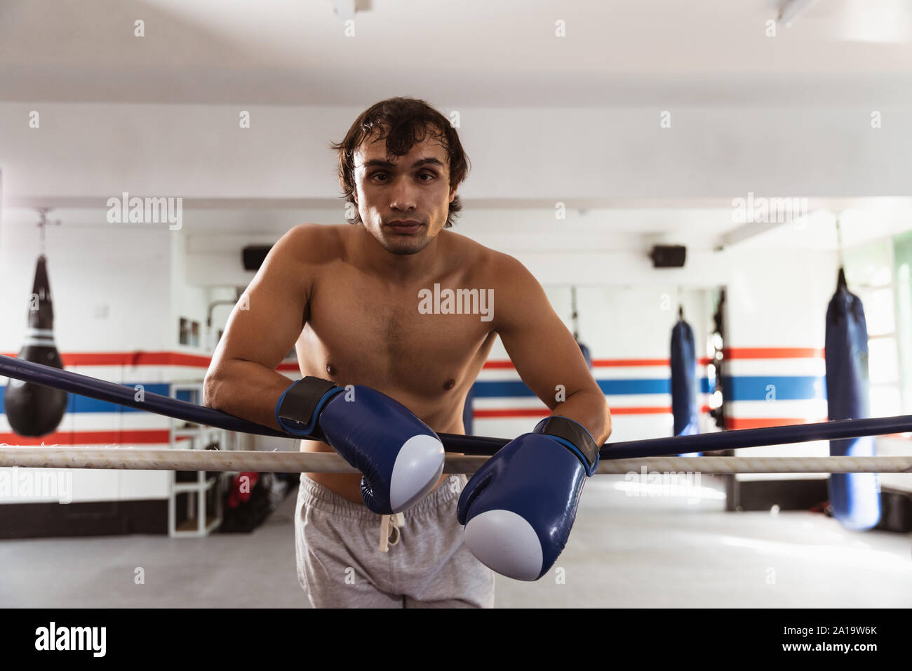 Male boxer in a boxing gym Stock Photo - Alamy