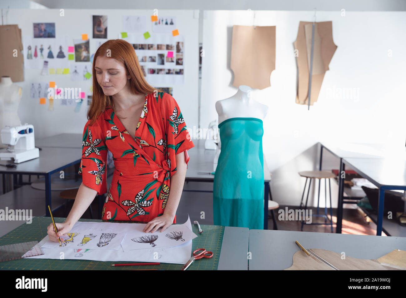 Female student working on a project at a fashion college Stock Photo ...