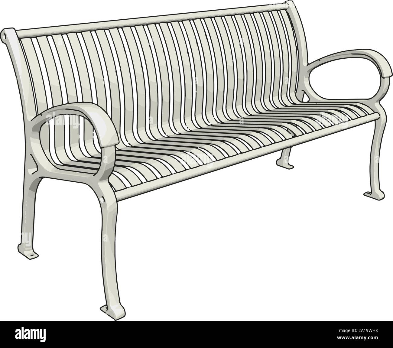 White bench, illustration, vector on white background Stock Vector ...