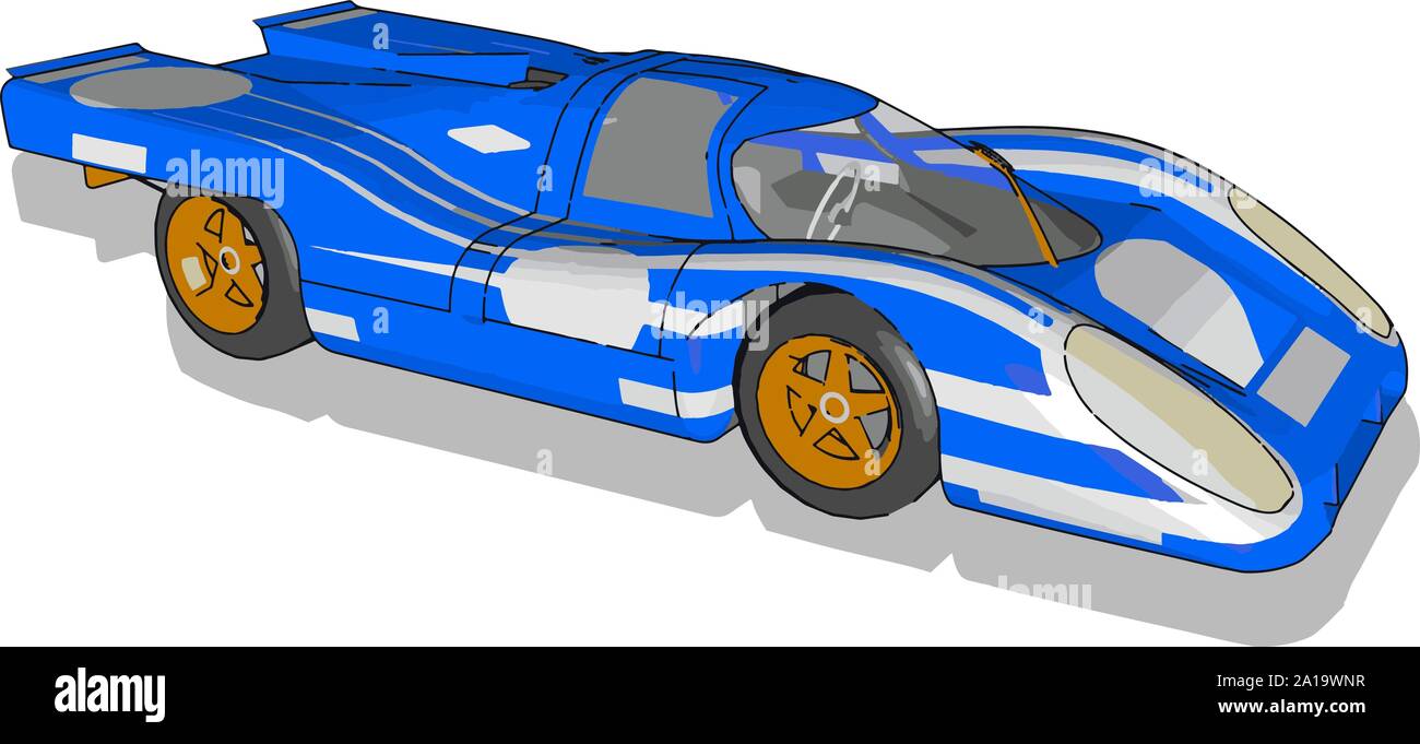 Blue racing car, illustration, vector on white background Stock Vector ...
