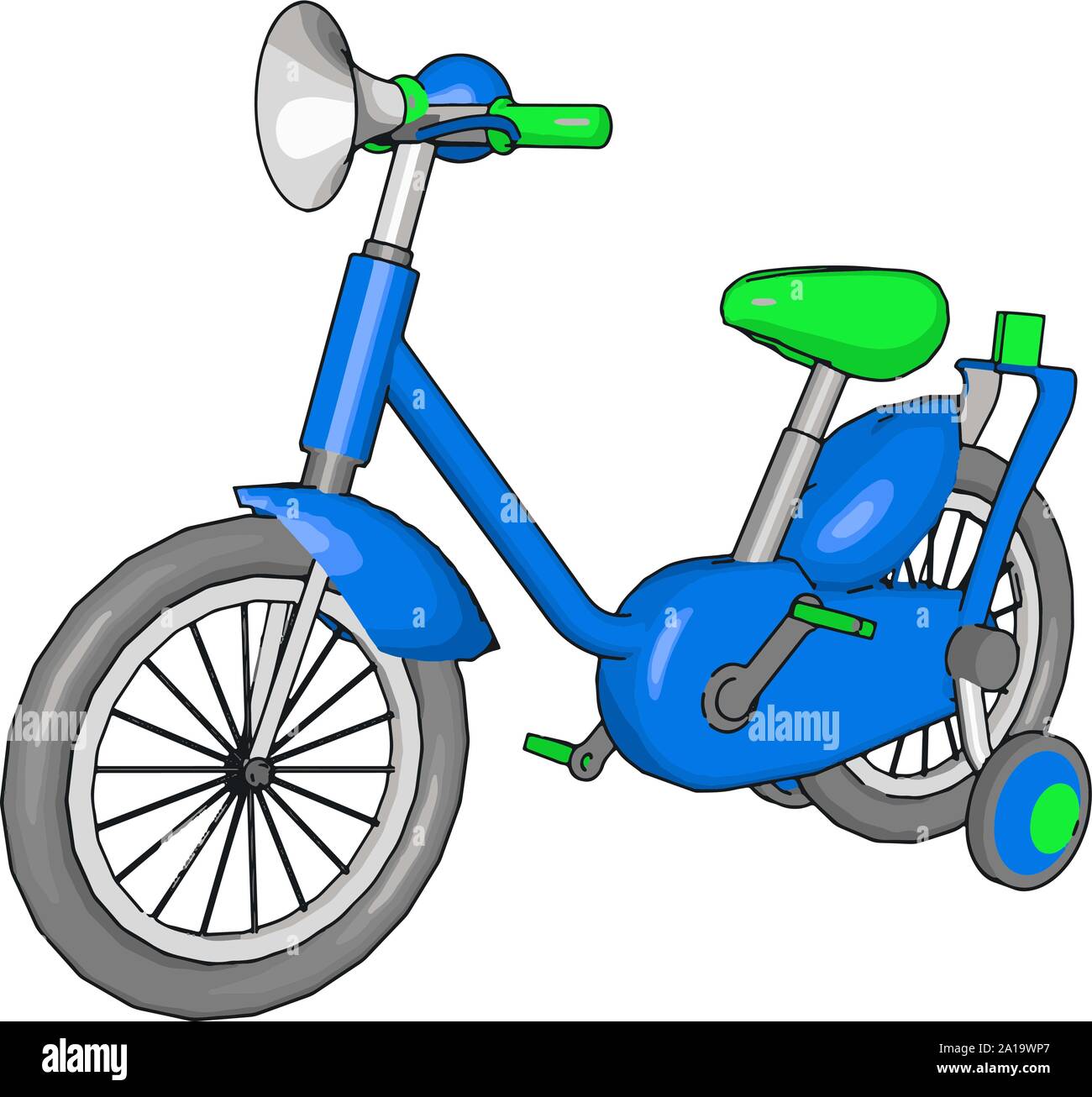 Blue small bike, illustration, vector on white background Stock Vector ...