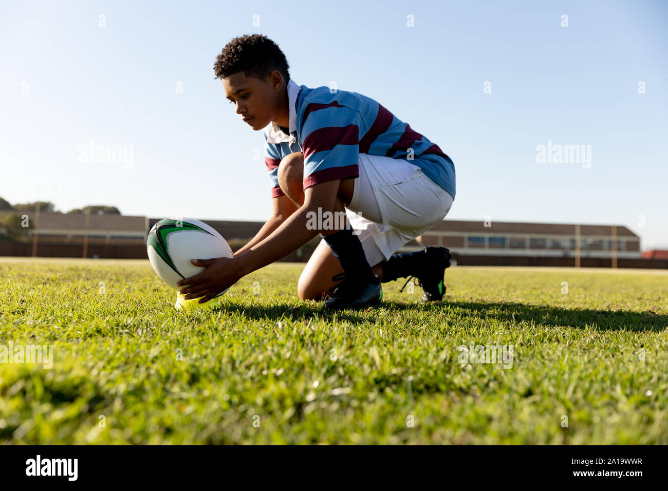 Rugby player placing ball kick hi-res stock photography and images - Alamy