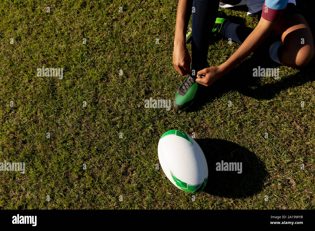 A rugby ball on the pitch hi-res stock photography and images - Alamy