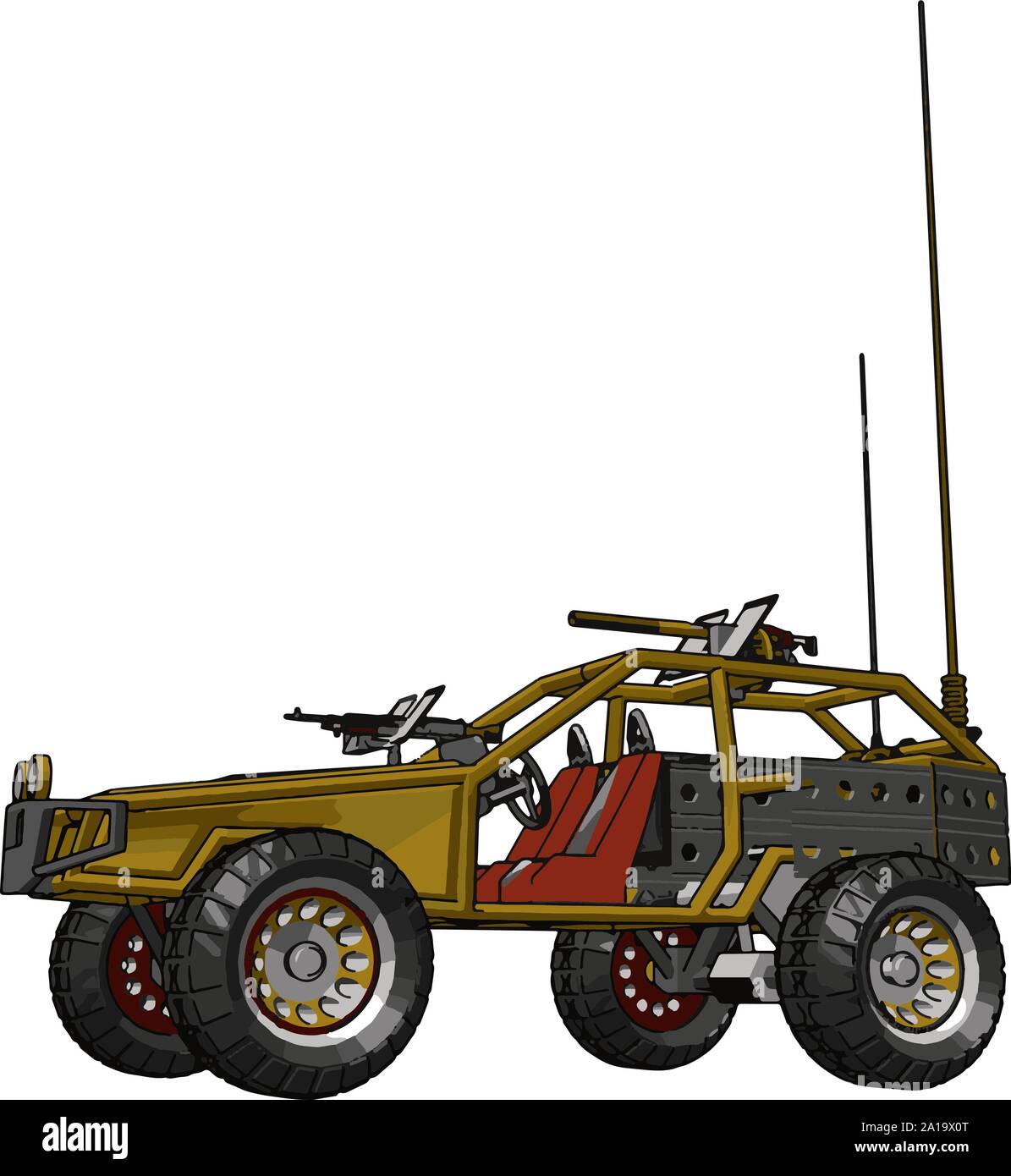 Yellow remote control car, illustration, vector on white background ...