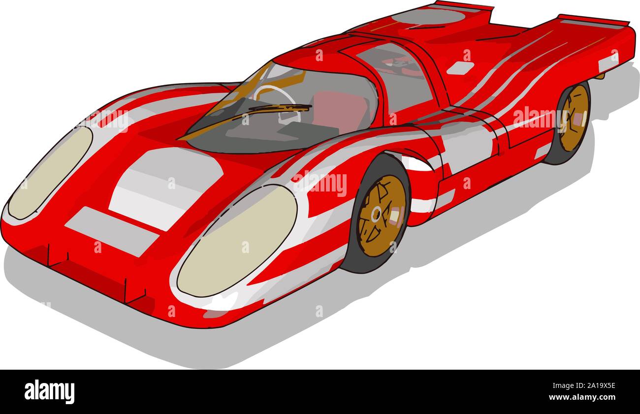 Red racing car, illustration, vector on white background Stock Vector ...