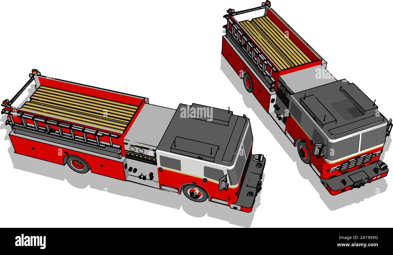 Firetruck, illustration, vector on white background Stock Vector Image ...