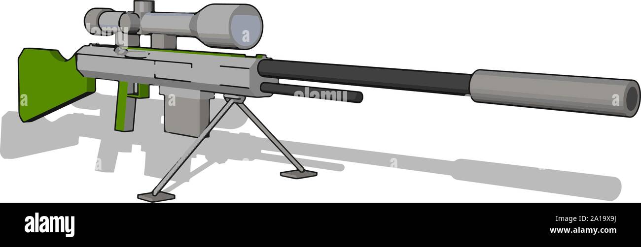 Sniper rifle, illustration, vector on white background Stock Vector ...