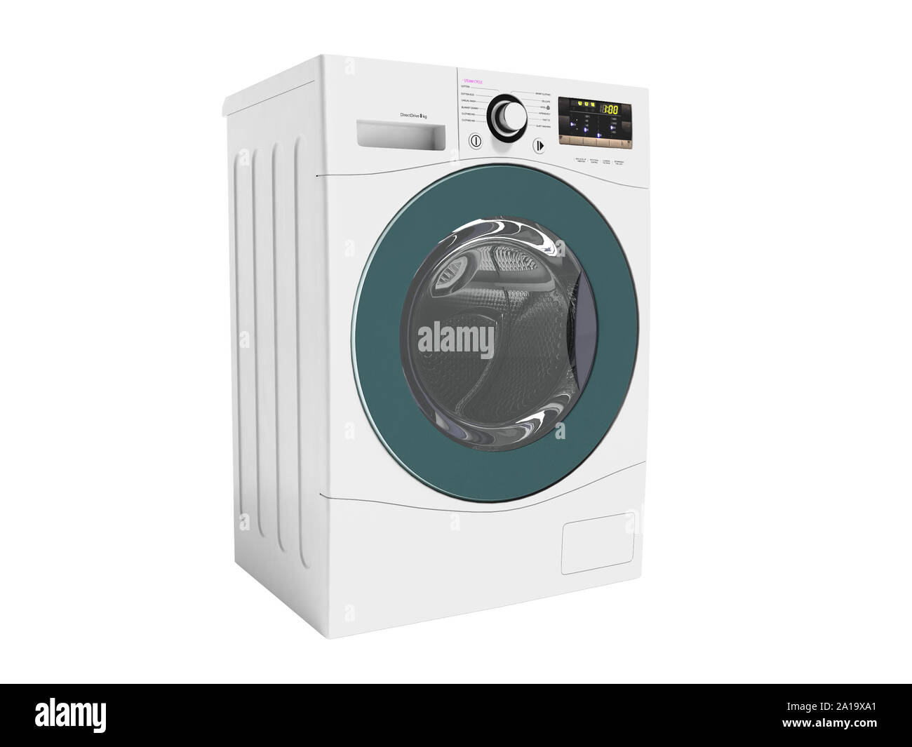 Modern multifunction electric washing machine white with blue rim 3d ...