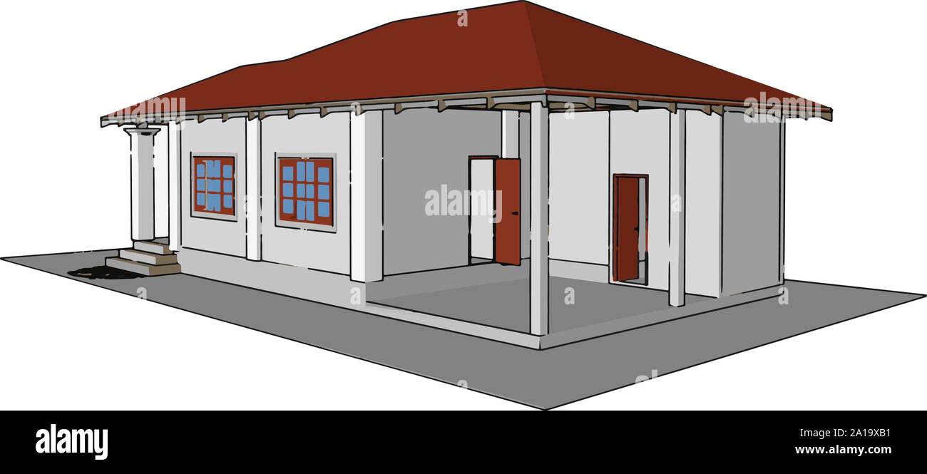 Nice house, illustration, vector on white background Stock Vector Image ...