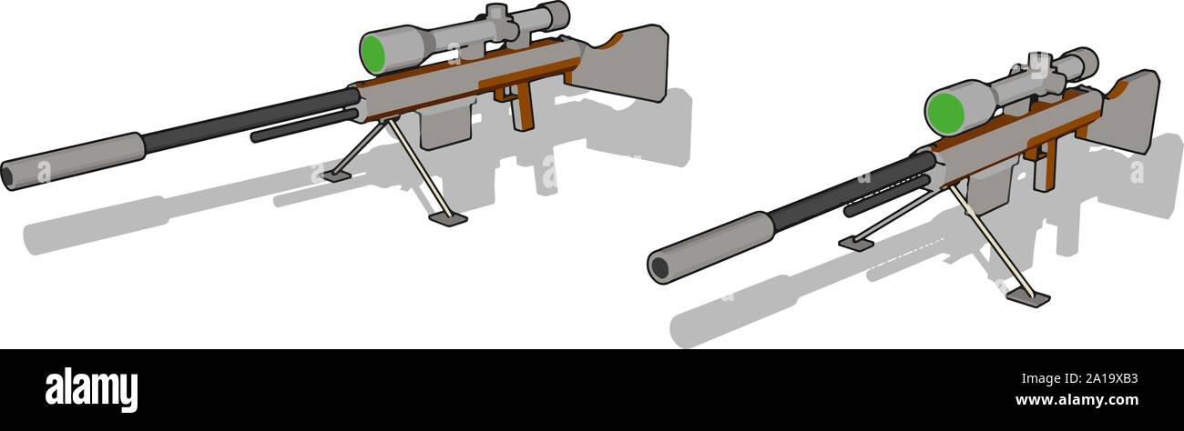 Sniper rifle, illustration, vector on white background Stock Vector ...