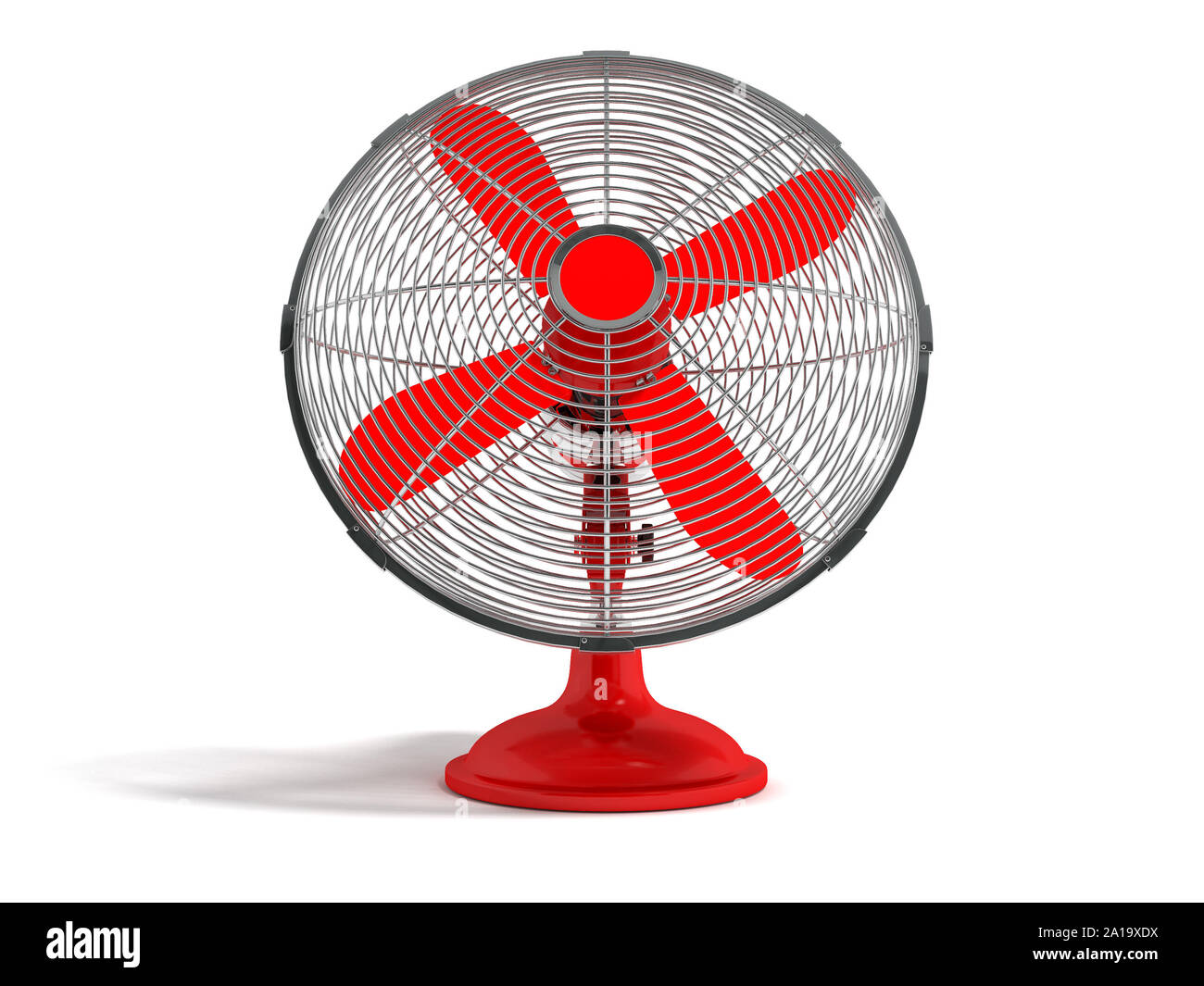 Modern office red fan in metal mesh for security 3d rendering on white ...