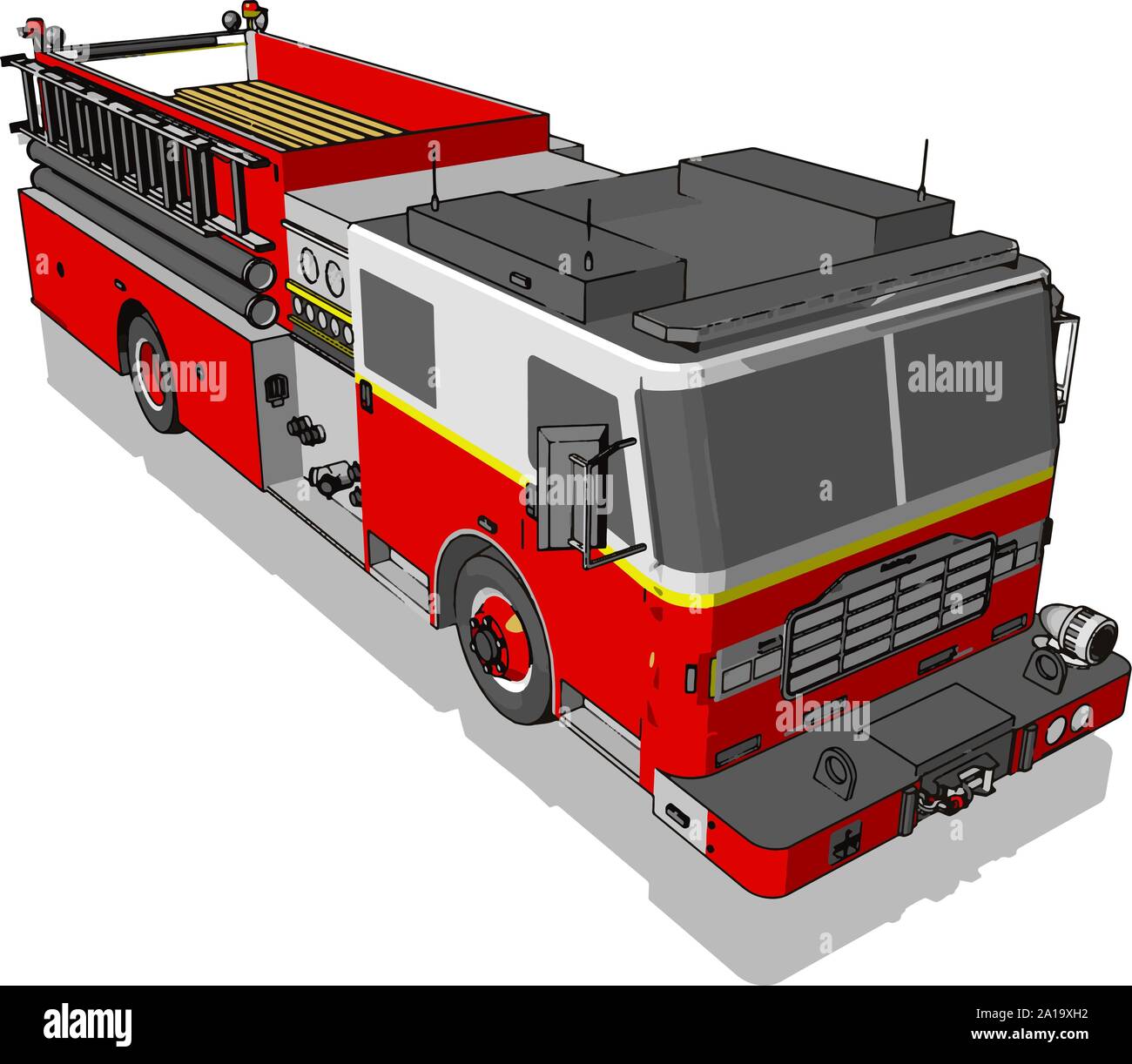 Firetruck, illustration, vector on white background Stock Vector Image ...