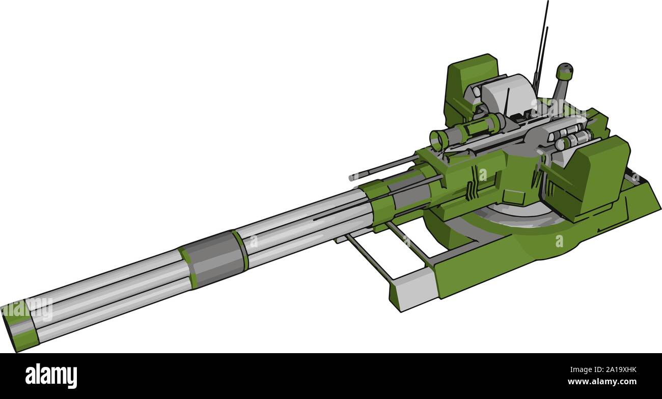Machine gun, illustration, vector on white background Stock Vector ...