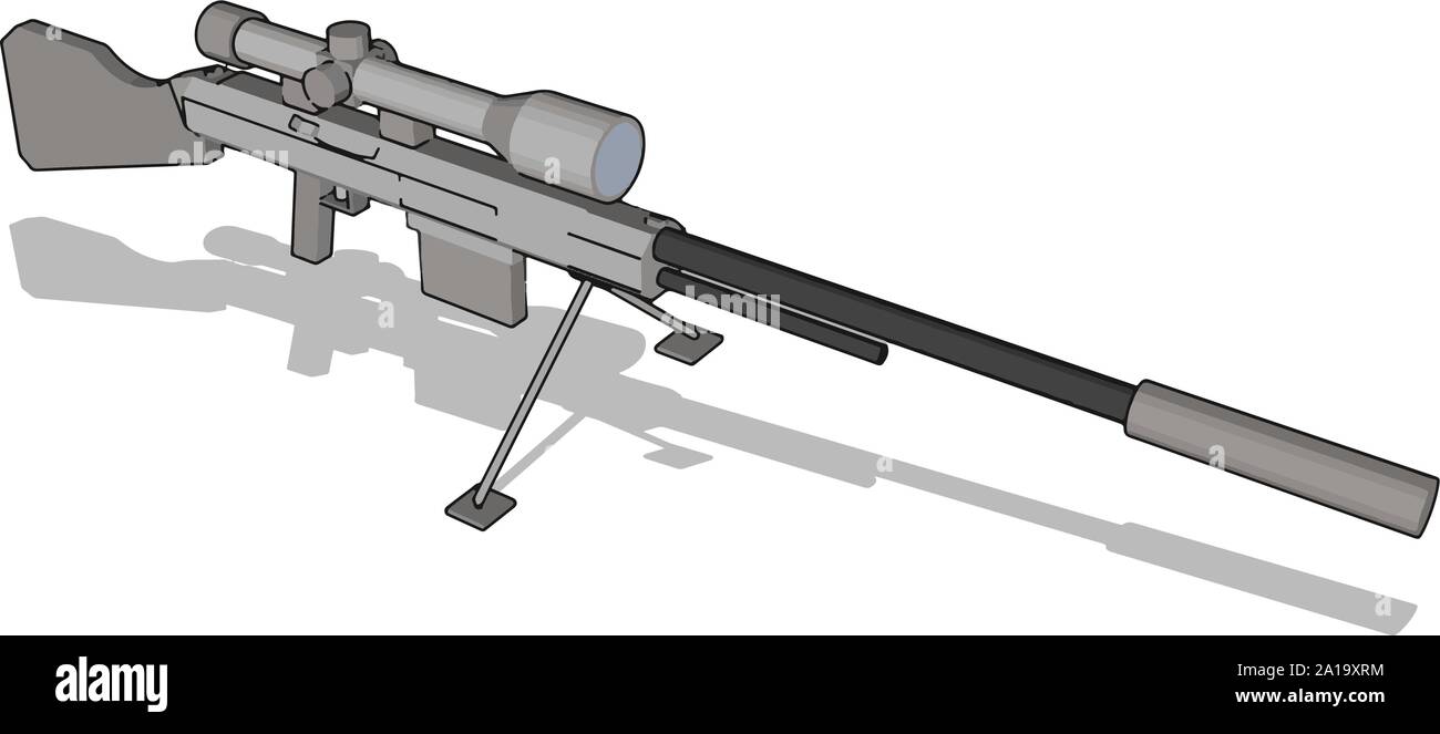 Sniper rifle, illustration, vector on white background Stock Vector ...