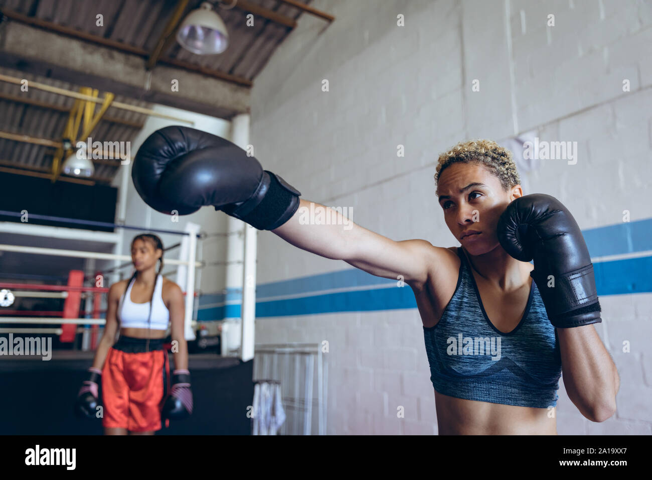 Female boxer practicing boxing in boxing club Stock Photo - Alamy