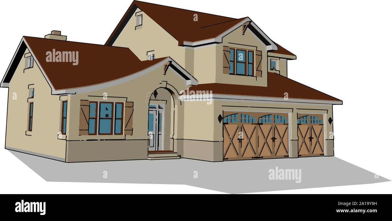 Big nice house, illustration, vector on white background Stock Vector ...