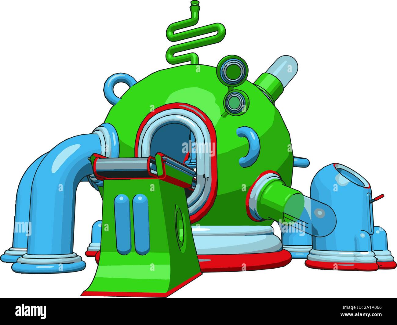 Green futuristic machine, illustration, vector on white background ...
