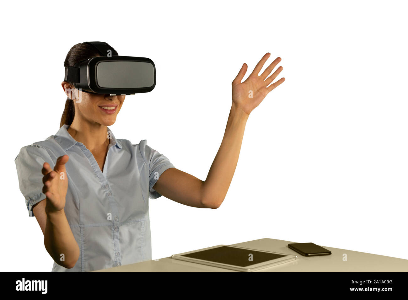 Using digital tablet vr goggles hi-res stock photography and images - Alamy
