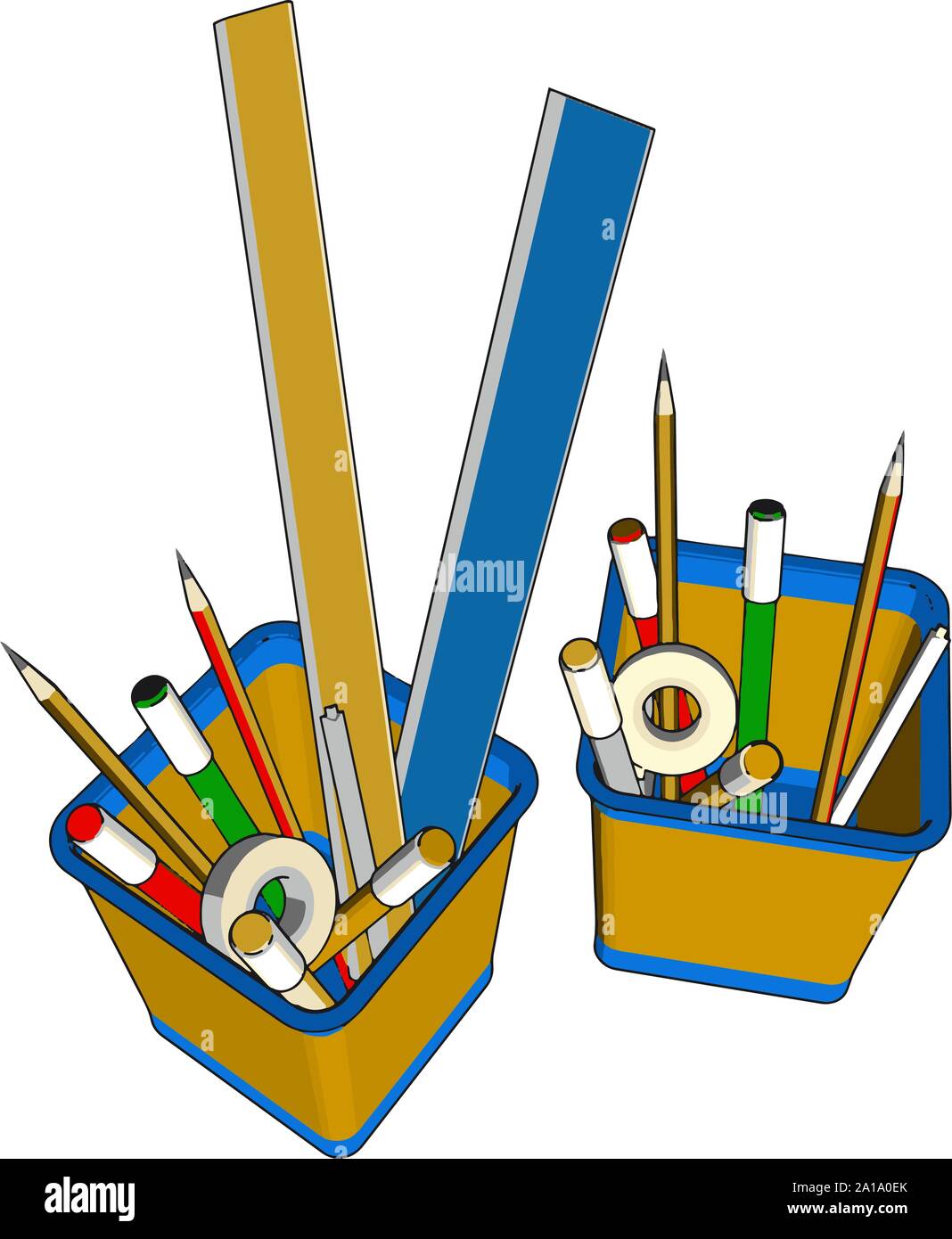 Pen holder, illustration, vector on white background Stock Vector Image ...
