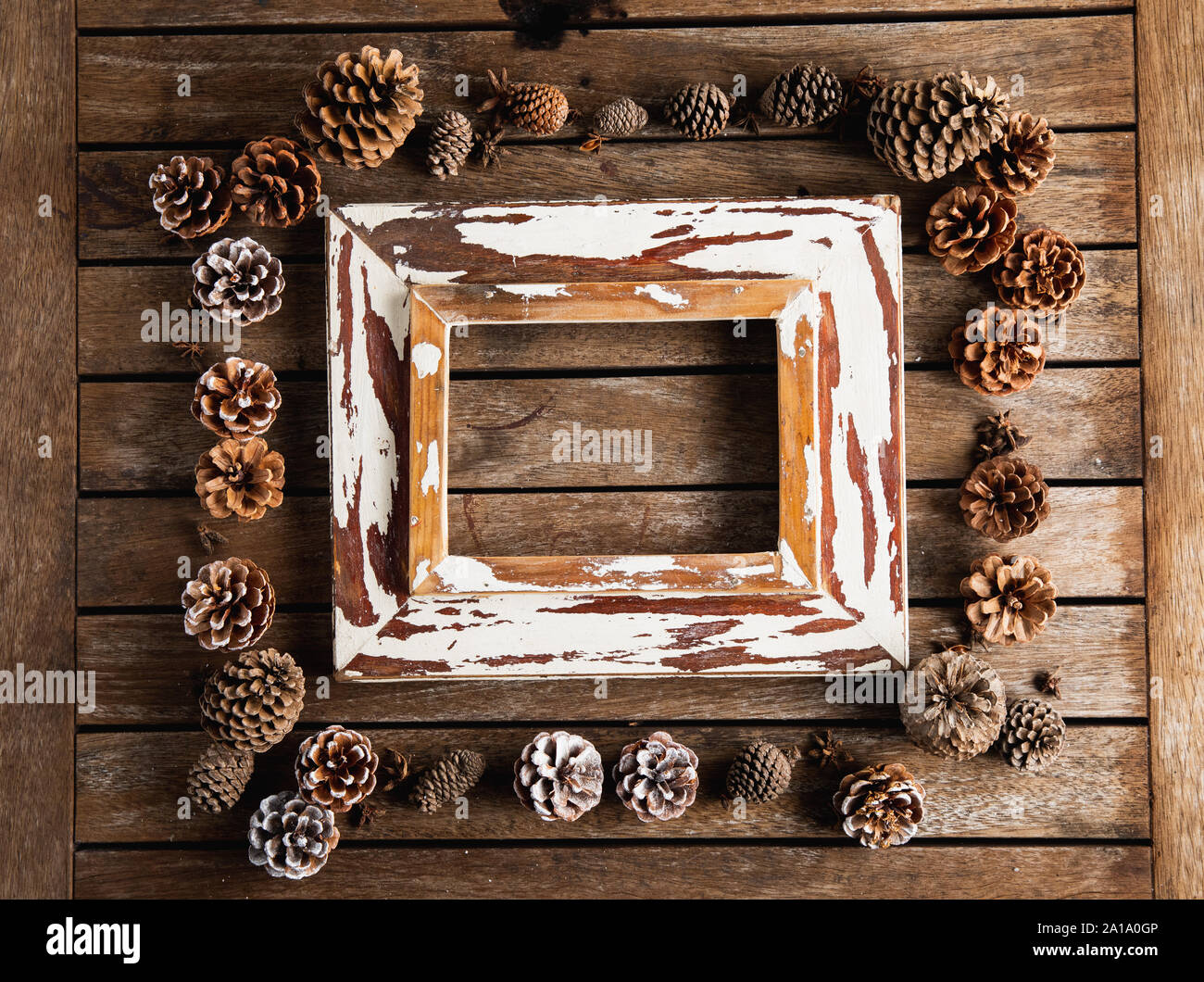 Autumn flat lay with photo frame Stock Photo - Alamy