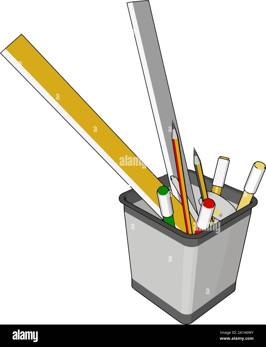Pen holder, illustration, vector on white background Stock Vector Image ...