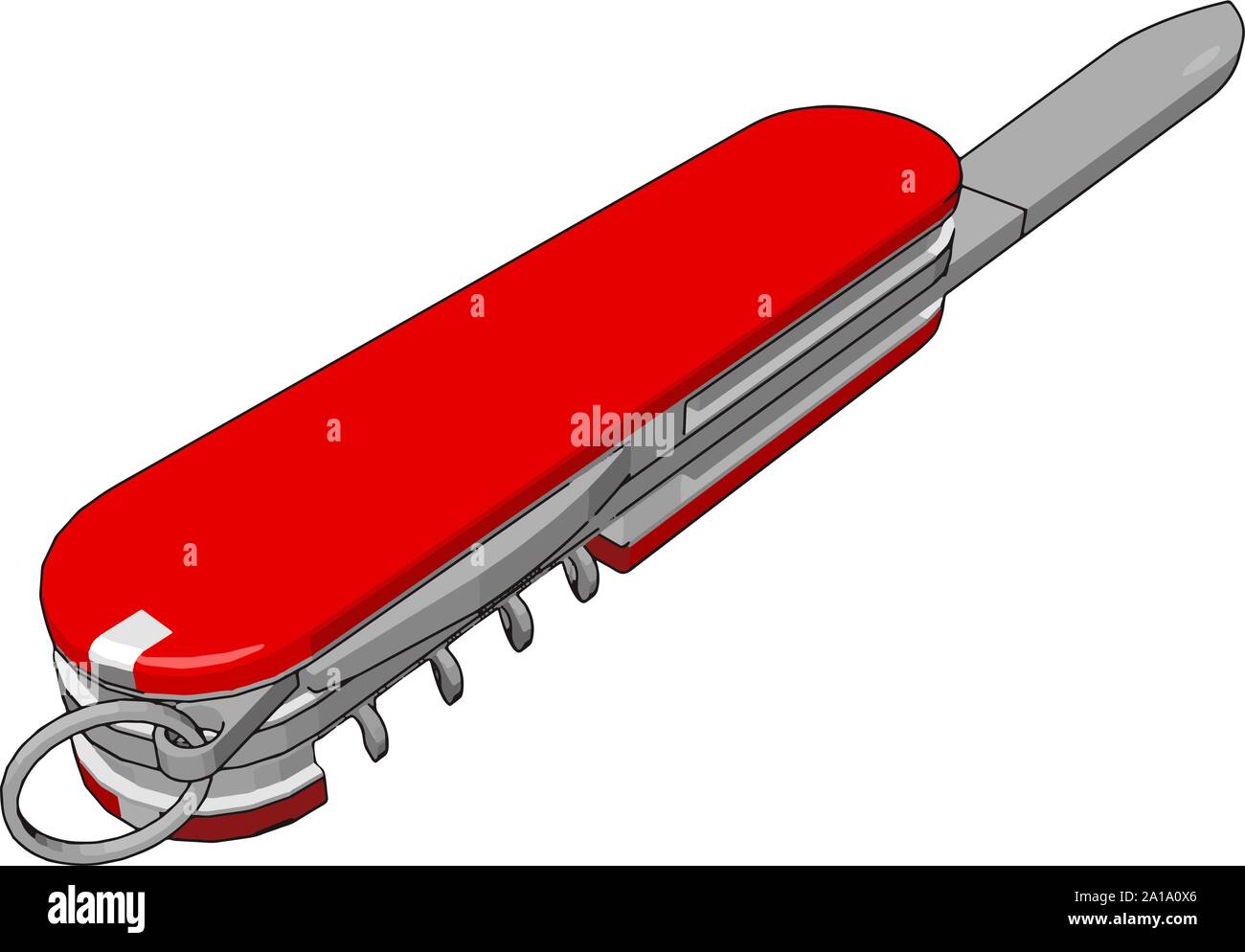 Small red knife, illustration, vector on white background Stock Vector ...