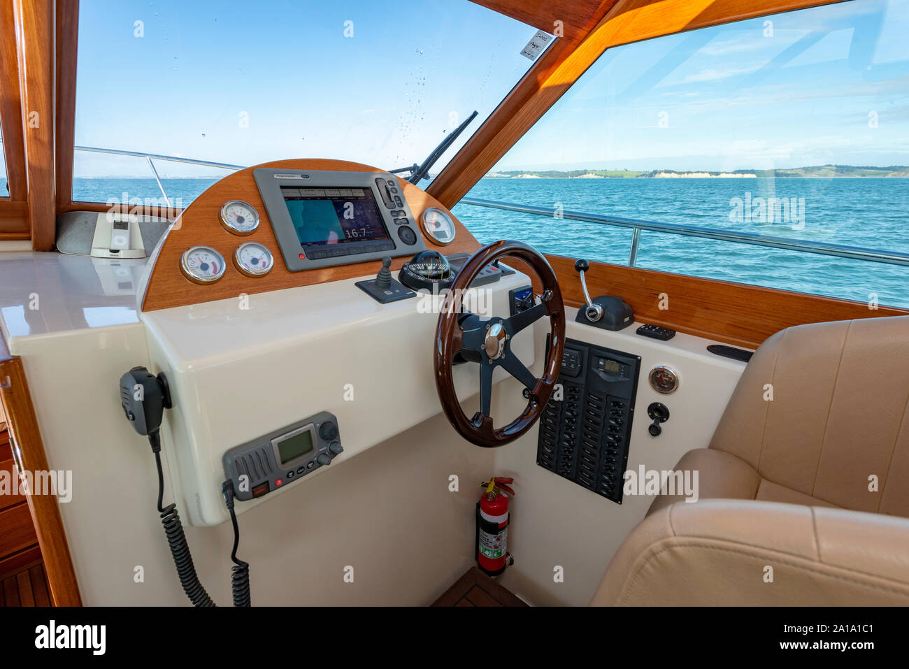 Classic wooden Motor launch, Elite Stock Photo - Alamy